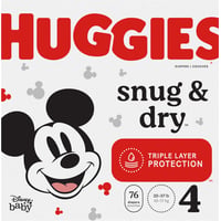 HUGGIES - Huggies Snug & Dry Disney Baby Size 4 (22-37 Lb) Diapers 76 ...