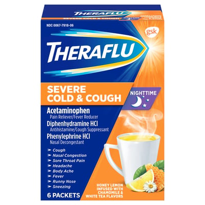 Theraflu - Theraflu, Severe Cold & Cough, Nighttime, Honey Lemon (6 ...