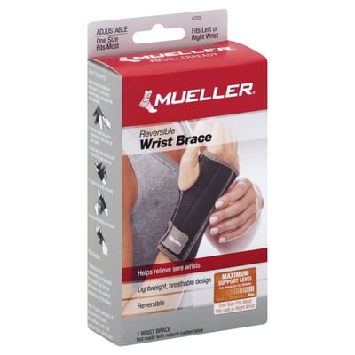 Mueller - Mueller, Wrist Brace, Reversible, Adjustable, One Size Fits ...