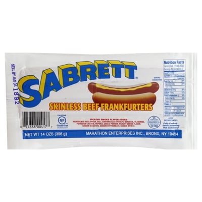 Sabrett - Sabrett Frankfurters, Beef, Skinless (14 oz) | Shop | Weis ...