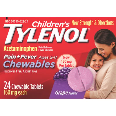 Tylenol - Tylenol, Children's - Pain + Fever, 160 mg, Chewable Tablets ...